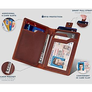 SERMAN BRANDS - Wallets for Men Slim Mens leather RFID Blocking Minimalist Card Front Pocket Bifold Travel Thin (Canyon Red 5.0)