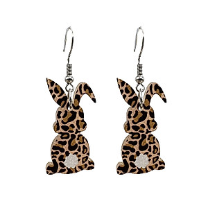 Leopard Bunny Earrings Easter Peeps Dangle Earrings Acrylic Rabbit Drop Earrings Easter Jewelry