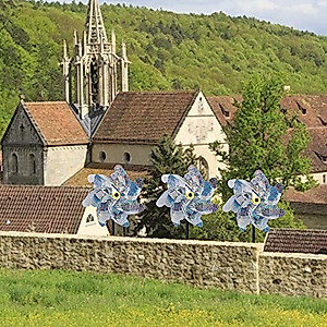 10 PCS Reflective Pinwheels with Stakes, Extra Sparkly Pin Wheel for Garden Yard Decor, Bird and Animal Deterrent Device to Scare Birds Away from Patio Farm