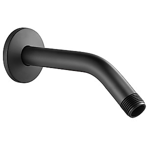Cobbe Shower Arm with Flange and Teflon Tape, 6-Inches Wall Mounted Shower Pipe Arm Extension for Fixed Shower Head, Matte Black