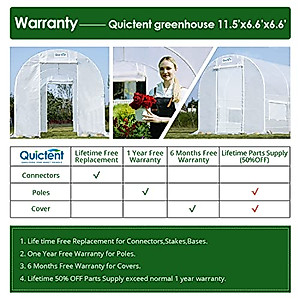 Quictent 2 Doors Reinforced PE Cover 12x7x7 FT Portable Greenhouse Large Walk-in Green Garden Hot House(White)