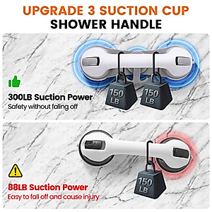 zmnklry 2Packs Grab Bars for Shower, 3Suckers Super Suction Shower Handle, No-Drill Shower Handles for Elderly, Shower Grab Bars for Seniors, Handicap Grab Bars,for Bathroom Grab Bar, Shower Grab Bar