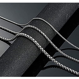 Estendly 2mm 16 To 38In Stainless Steel Rolo Chain Necklace Crude Round Square Box Cable Wheat Necklace for Men Women Jewelry