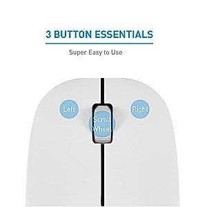 Macally 2.4G USB Wireless Mouse for Laptop and Desktop Computer, Comfortable and Long Range Computer Mouse - Cordless Mouse for Mac, Apple MacBook Pro/Air, Chromebook, or Windows PC - White