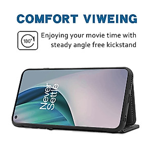 Compatible with OnePlus Nord N10 5G Wallet Case with Crossbody Shoulder Strap and Stand Leather Credit Card Holder Cell Phone Cover for One Plus N 10 G5 1 Plus 10N 1plus One+ 1+ N105G Girls Black