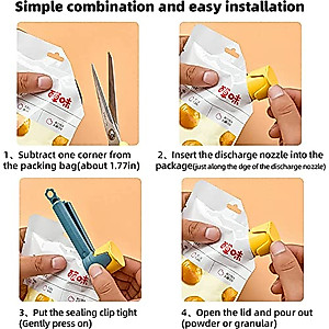 Food Storage Clips,Chip Clips,Bag Clips,Food Clips,Sealing Clips,Package Clips with Pour Spout,For Sealing Packaged Items Such As Coffee,Sugar,Flour,Cereal,Washing Powder,Condiment(2pcs,Blue,White)