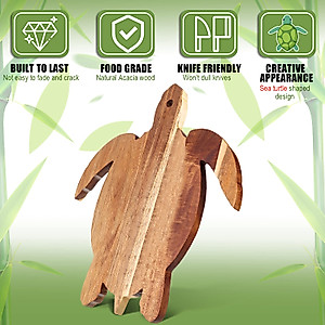 Acacia Wood Sea Turtle Cutting Board, 14 x 12 Inch Wooden Bread Board Cheese Serving Platter Serving Charcuterie Board for Meat Cheese and Vegetables