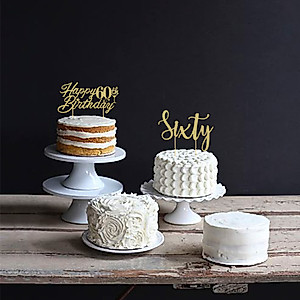 Gold Glitter 60th Birthday Cake Topper, Sixty Birthday Cake Topper for Celebrating Sixty Years Old Anniversary/Birthday Party Decorations (6 inch)
