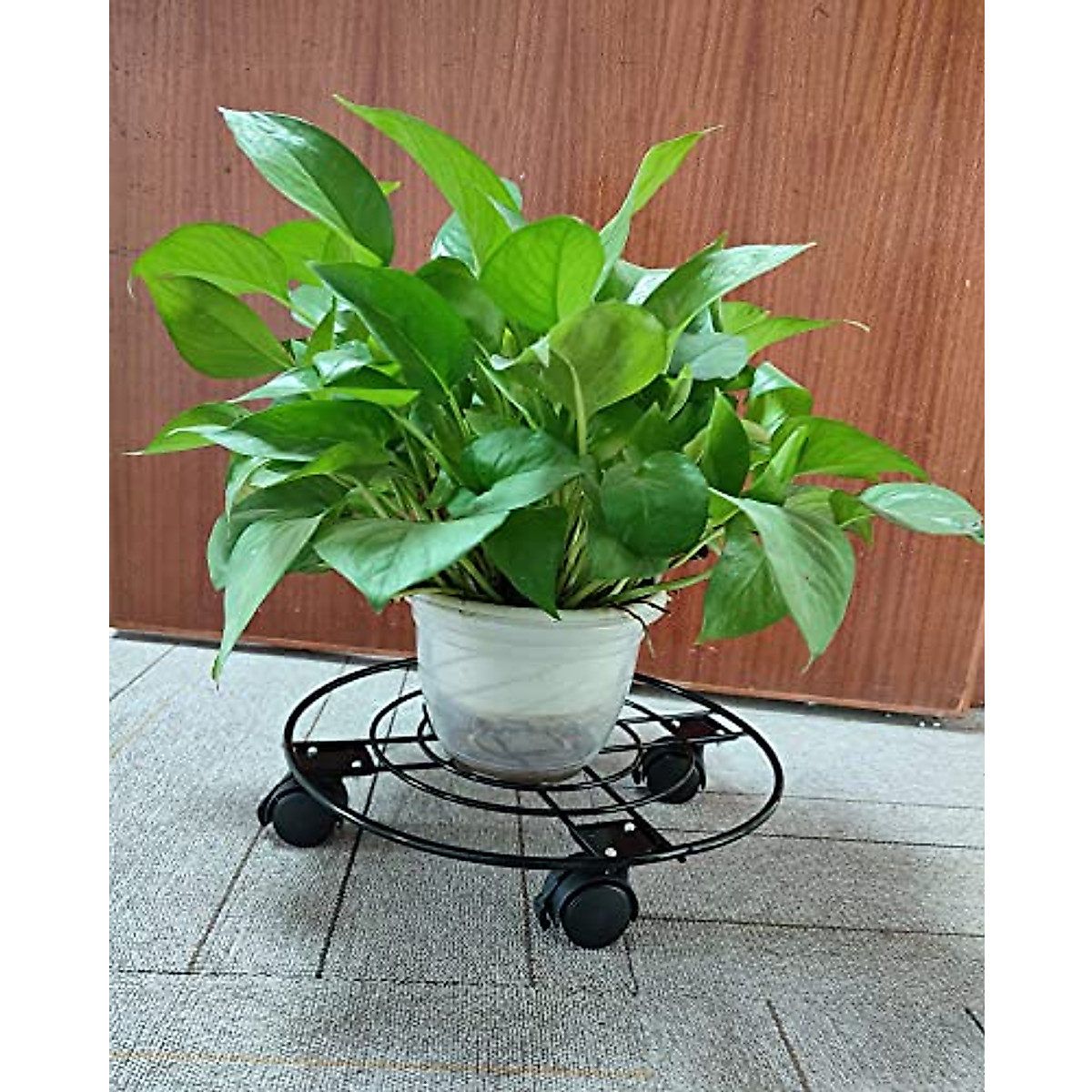 Outdoor rolling Planter Casters,Plant Caddy with Wheels Iron Large Potted Plant Stand Holder Move Around Indoor Outdoor Garden Patio Flower Pot Planter Adjustable Rolling with Locking 13" 2 pcs