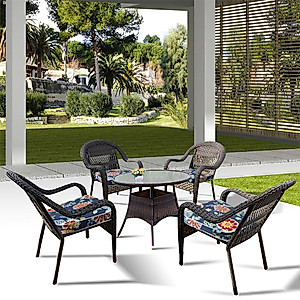 JMGBird Outdoor Chair Cushions Set of 4 Patio Cushions D16 x W17 Inch with Ties, Outdoor Chair Pad for Patio Furniture Upgrade Thicker