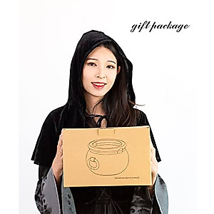 Glocamping 11" and 7.4” Package Large Easter Day And Halloween Black Plastic Witch Cauldron Kettle, Candy Holder, Party Favor Decoration