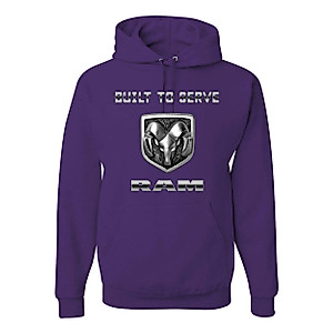 Wild Bobby Dodge Ram Logo Retro Built to Serve USA Cars and Trucks Unisex Graphic Hoodie Sweatshirt, Purple, Large