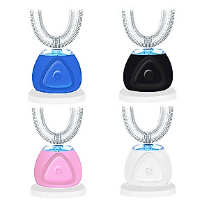 BFE 3rd Generation 360° Ultrasonic Electric Toothbrush with Long Brush Head for Adults Rechargeable Portable Automatic LED Light Infrared Protecting for Gums IPX7 Waterproof Hands Free (Pink)