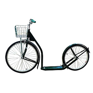 Amish-Made Deluxe Kick Scooter Bike - 24" Front Wheel 20" Rear Wheel -Adult Size (Hunter Green)