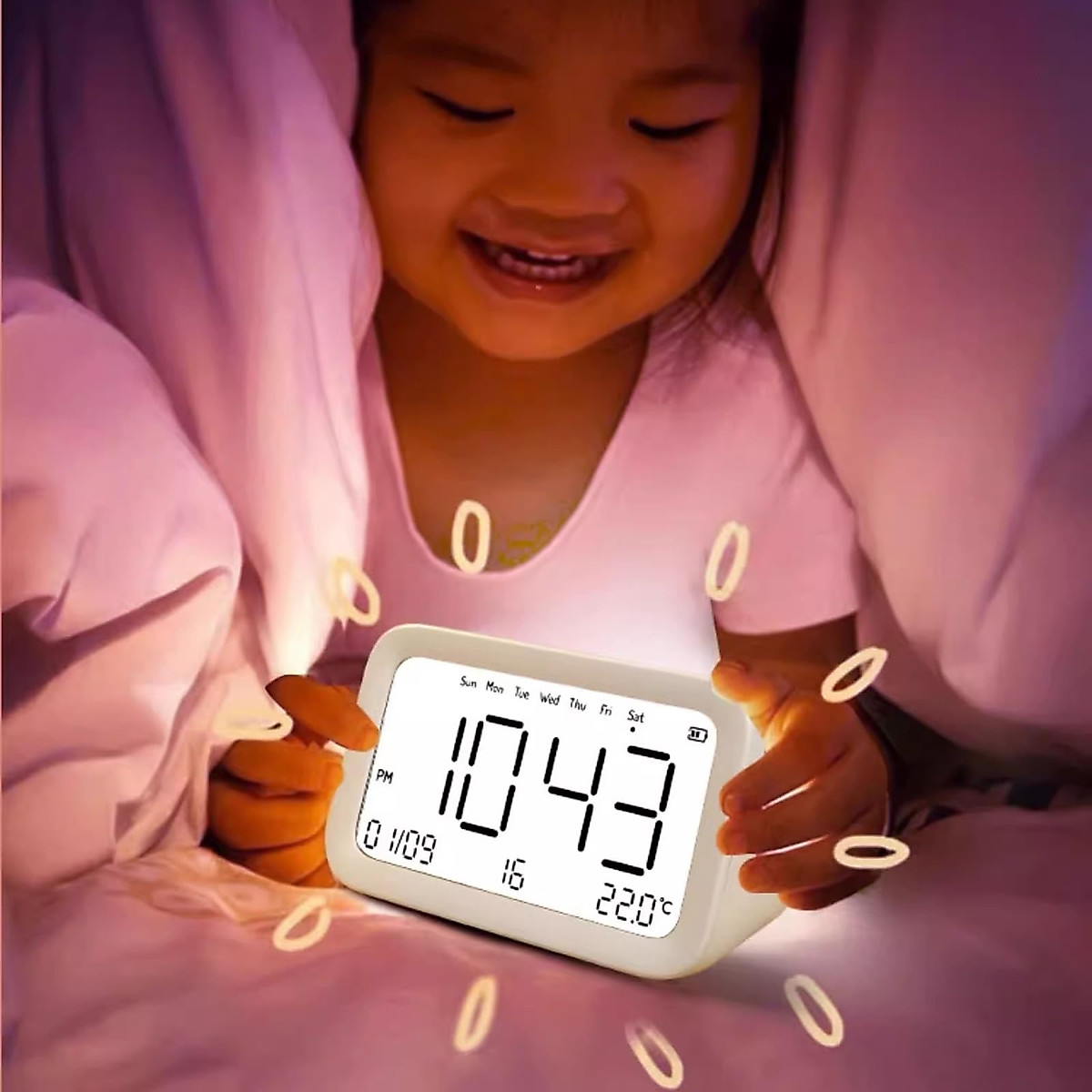 WAOCEO Alarm Clock/Digital Clock Loud Alarm Clock for Bedrooms with Night Light, USB Charger, Small Bedside Digital Clock with Display for Kids, Teens Bedside Clock