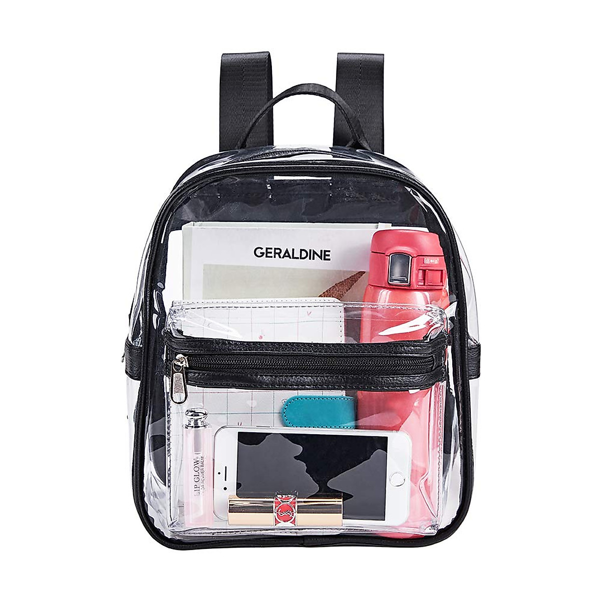 Mini Clear Backpack,Stadium Approved Clear Backpack with Front Accessory Pocket, Heavy Duty See Through Backpack for Festivals, Concerts,Sporting Events