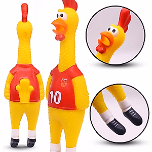 POPLAY 14inch Rubber Chicken Grade Latex Squeeze Chicken Prank Novelty Pet Toys for All Age Groups Gift for Children Family Dogs