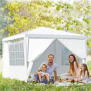 LUARANE 10’ x 10’ Canopy Gazebo, Outdoor Patio Pavilion Screen Shelter Pop Up Shelter with 4 Removable Sidewalls and Clear Windows, Wedding Party Event Tent for Garden, Lawn