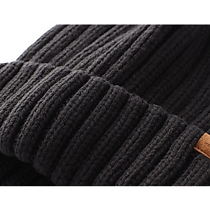 Home Prefer Men's Winter Hats Acrylic Knit Beanie Watch Cap Cold Weather Snow Ski Beanie Hat with Lining Black