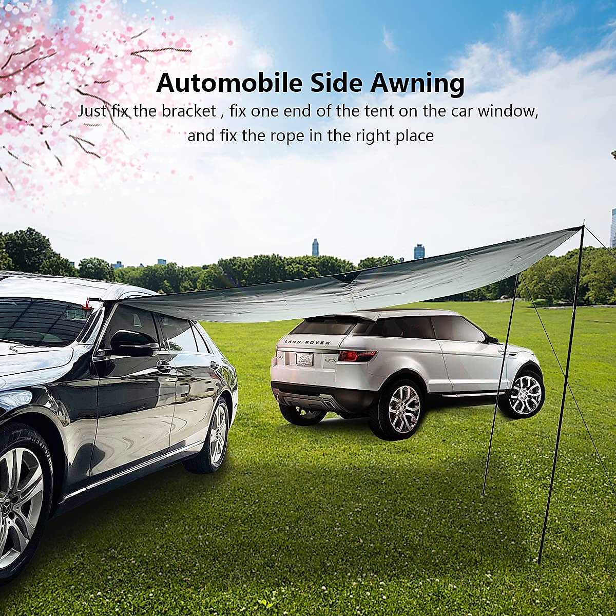 Slan Arrow Versatility Car Awning Camping Car Tail Tent Waterproof Shed 210D Silver Coated Oxford Cloth Tent for Outdoor Activities Like Camping Mountaineering Fishing for Vehicles SUV RV (Green)