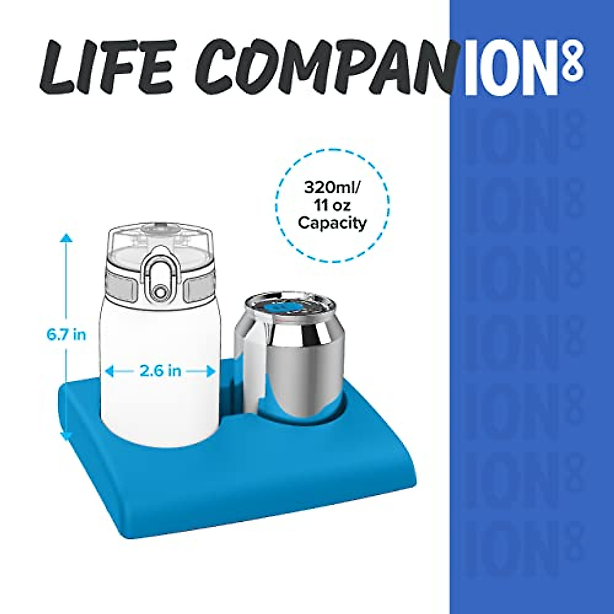 Ion8 Double-Wall Stainless Steel Water Bottle - Vacuum Insulated Leak Proof Water Bottle - Fits Cup Holders - For Fitness, Camping and More, 11 oz / 320 ml (Pack of 1) - OneTouch 1.0 - Navy