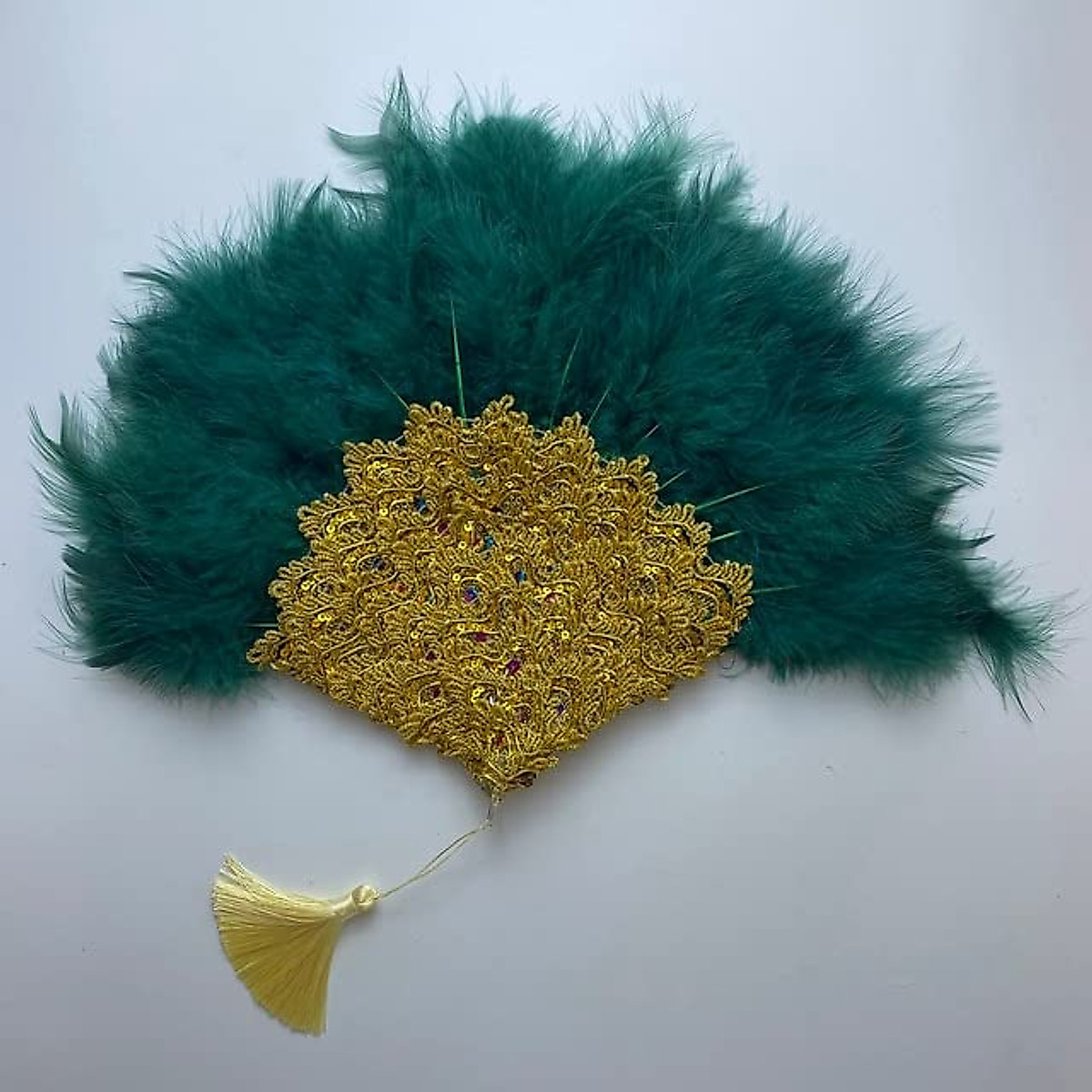 Msbfea Big Size Design African Orange Feather Fan Ladies Wedding Feather Fan for Bride Double Side Feather Nigerian Flower - 35cmx45cm Color 914