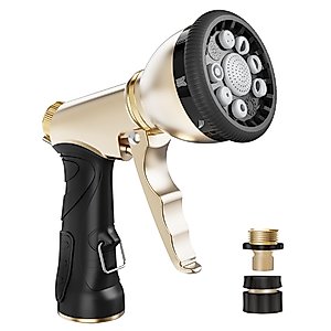 RAINPOINT Garden Hose Nozzle, 100% Zinc Alloy Hose Sprayer Nozzle with 9 Spray Patterns, High Pressure Water Hose Nozzle Heavy Duty Hand Sprayer, Watering Plants and Lawn, Car Washing, Pet Showering