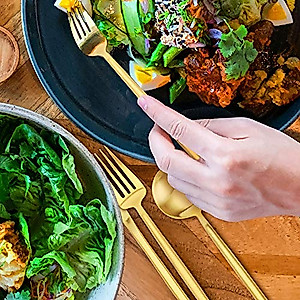 Matte Gold Silverware Set, sharecook 20-Piece Stainless Steel Satin Finish Flatware Set Service for 4, Kitchen Utensil Set, Tableware Cutlery Set for Home and Restaurant