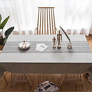Lamberia Cotton Linen Tablecloths with Tassel for Square Tables Heavyweight Burlap Table Cover for Kitchen Dinning Tabletop Decoration (Gray, 55"x55")