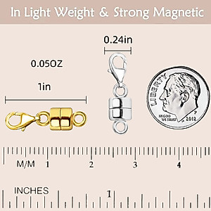 OHINGLT Magnetic Necklace Clasps and Closures with Lobster Clasp 14K Gold and Silver Plated Magnet Jewelry Clasps Converters for Bracelet Necklaces Chain