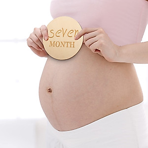 12 PCS Wooden Baby Monthly Milestone - Milestone Photo Cards, 1-12 Months Wood Milestone Disc Set, Birth Announcement Sign for First Year Picture Props, 4 inch Diameter