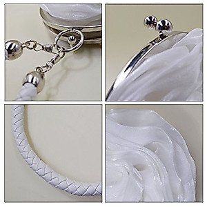 CLARA Women Rose Flower Clutch Purse Satin Handbag Wedding Evening Party Bag White