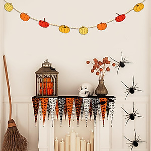 AKEROCK Fall Thanksgiving Garland for Mantle, Farmhouse Wood Pumpkin and Bead Thanksgiving Banner for Home Fireplace Mantel Decor - Pumpkin Garland Thanksgiving Decorations Indoor