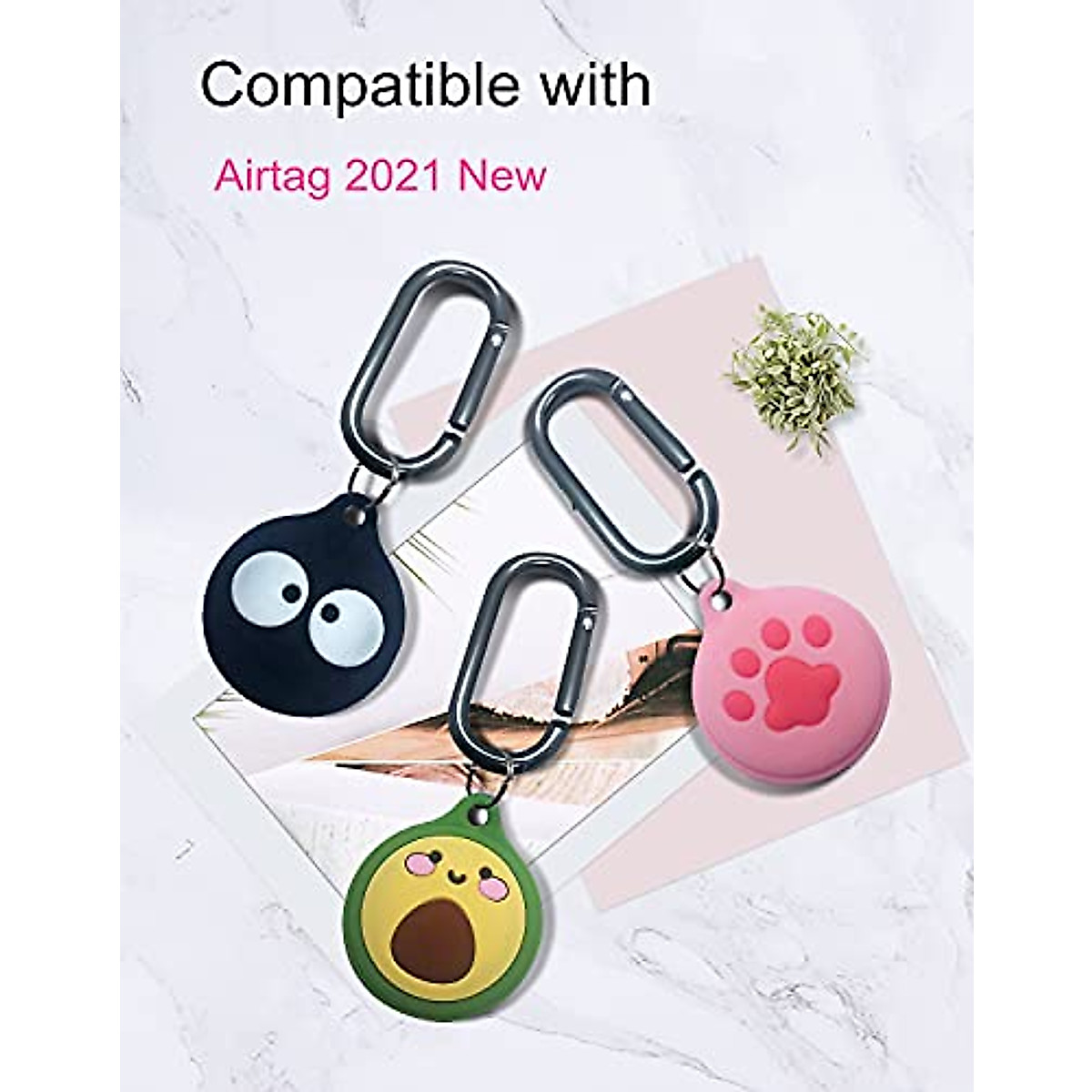 3 Pack Protective Case Compatible with Apple AirTag Cases, Cute Cartoon Silicone Protective Holder for AirTag Keychain, Pet,Luggage, Newest Design