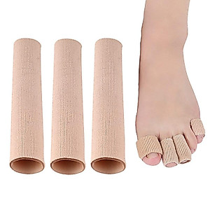 RUMOD Cuttable Toe Tubes Sleeves Made of Elastic Fabric Lined with Silicone Gel Toe Sleeve Protectors Relief Toe Pressure Pain Corn & Calluses & Blisters Remover for Men & Women (M, 1.2" x 0.8")
