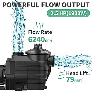 Pipopa 2.5hp Inground Pool Pump | 2-Speed Control | 6240GPH Flow | 79ft Head Lift | Swimming Pool Pump for Inground Pools | 230V AC 60HZ