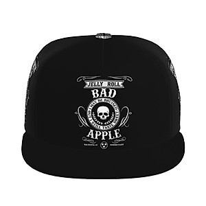 YEACITY Jelly Music Roll Unisex Hip Hop Flat Bill Brim Baseball Cap Adjustable Trucker Hats for Men Women Teens Black