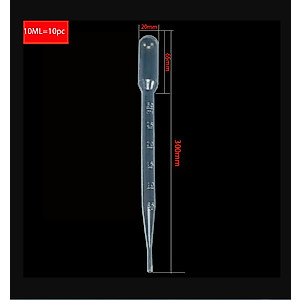 BIPEE 10ml Plastic Pipette Graduated Transparent Dropper for Laboratory Experiment 30cm Length 10pcs