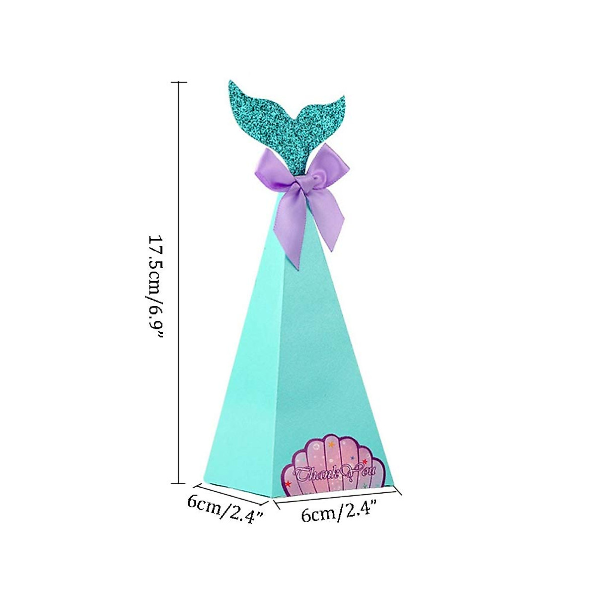 20 Pcs Mermaid Party Boxes with Thank You Stickers Candy Gift Bags for Kids Mermaid Theme Party Supplies