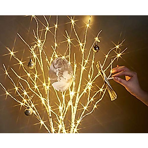LITBLOOM Lighted Brown Willow Branches with Timer Battery Operated Set of 2 Tree Branch with Warm White Lights for Holiday and Party Decoration 32IN 100 LED Waterproof