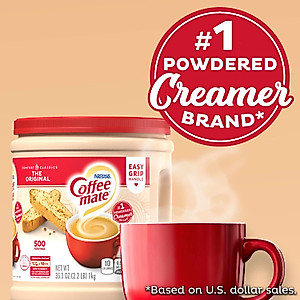 Coffee mate Original Powder Creamer, 35.3 oz Canister (Pack of 2) with By The Cup Stainless Steel Measuring Spoons