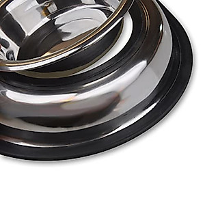 Van Ness Pets Stainless Steel Large Double Dish Dog Food And Water Bowl, 64 OZ, Wide No-Tip Base