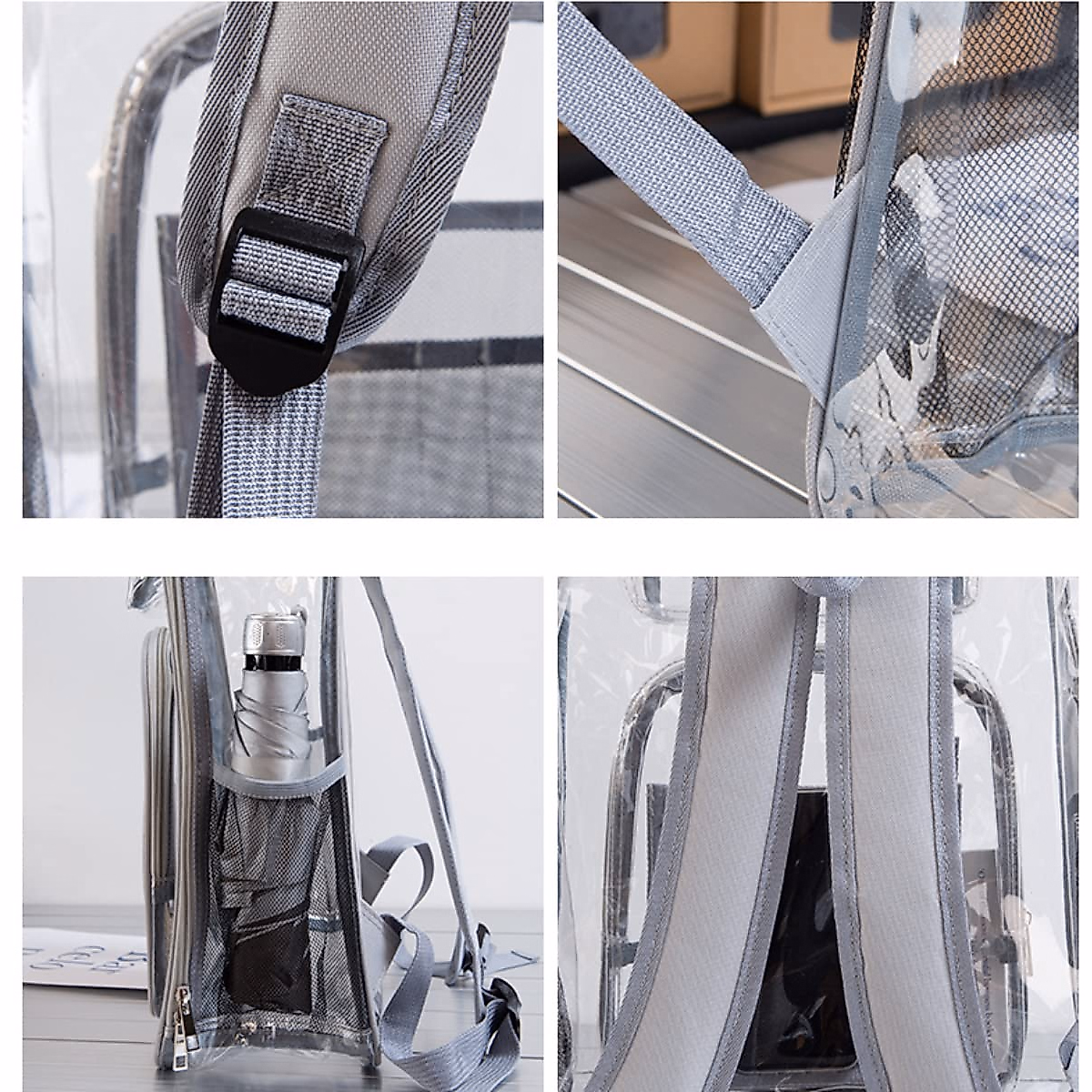 HUIHSVHA Clear Backpack, Heavy Duty PVC See Through Transparent Bag Boys Girls Bookbags for Travel School College Work