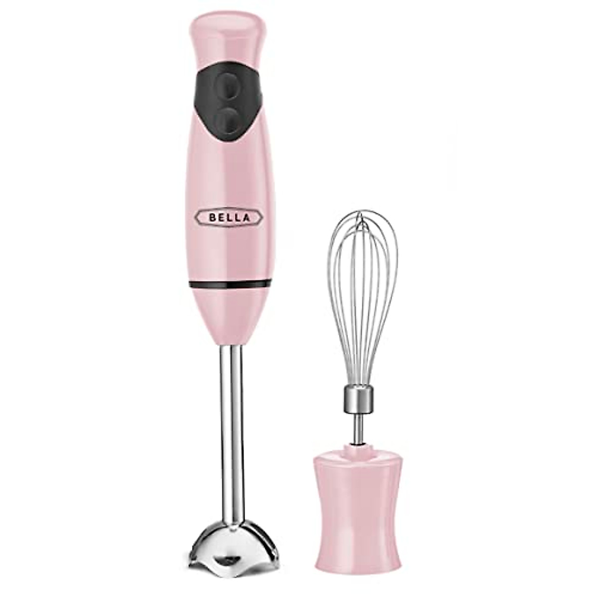 BELLA Immersion Hand Blender, Cordless Portable Mixer with Whisk Attachment - Electric Handheld Juicer, Shakes, Baby Food and Smoothie Maker, Stainless Steel, Pink