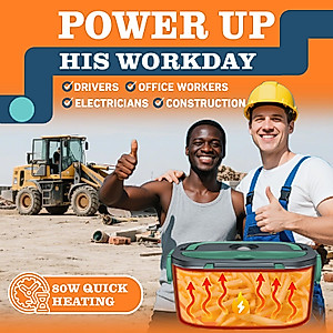 Electric Lunch Box Food Heater 80W Upgraded Leak-proof Heated Lunch Box 12V 24V 110V-230V 3 in 1 Portable Food Warmer for Car/Truck/Office with 304 Stainless Steel Container Spoon & Fork and Carry Bag