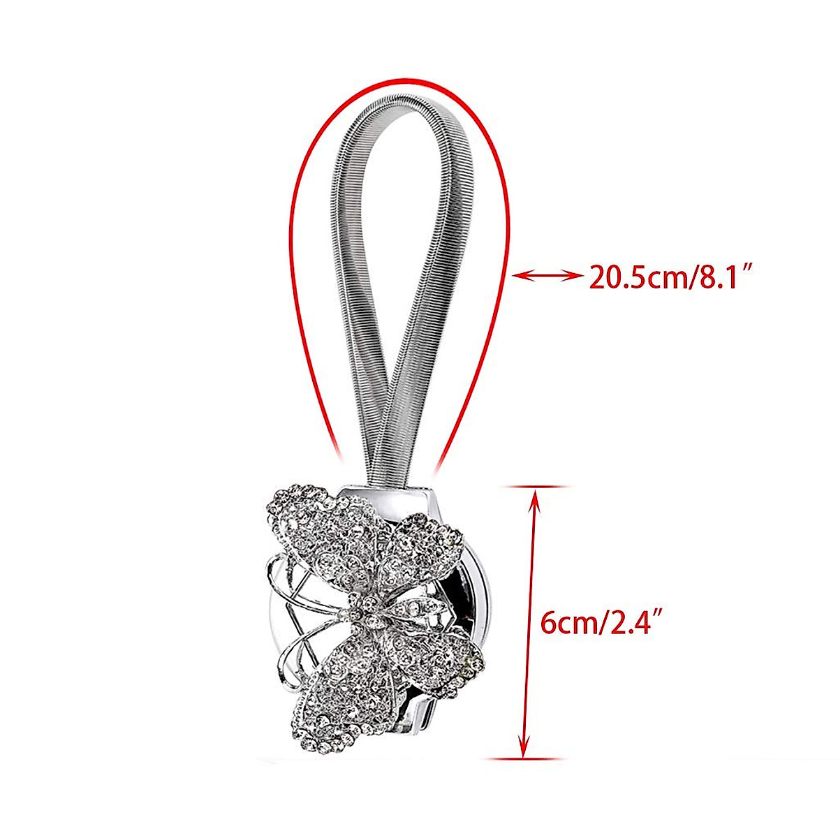 Sumnacon 2 Pcs Crystal Curtain Magnetic Tiebacks - Decorative Curtain Clips Buckle with Stretchy Wire Rope, Sparkling Drapery Holdsbacks for Home Office Decor