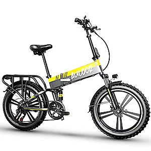 Auloor Electric Bike Adults 750W Motor 48V 12.8Ah Removable Larger Battery 20'' Fat Tire Folding Ebike 30MPH Snow Beach Mountain Electric Bicycle Shimano 7-Speed