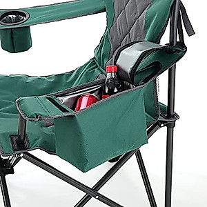 ARROWHEAD OUTDOOR Portable Folding Camping Quad Chair w/ 6-Can Cooler, Cup & Wine Glass Holders, Heavy-Duty Carrying Bag, Padded Armrests, Headrest & Seat, Supports up to 450lbs, USA-Based Support