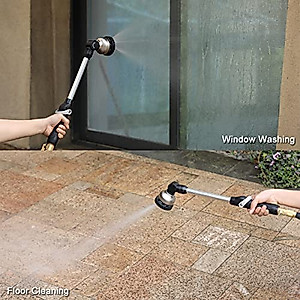 ESOW Garden Hose Wand 16 Inches, Watering Sprayer Wand with 9 Watering Patterns, 180° Adjustable Swivel Head, 100% Heavy Duty Metal Hose Nozzle, Thumb Control On Off Valve