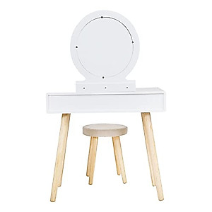 Tidyard Versatile Vanity Set, Large Storing Makeup Vanity Table with Mirror, Drawers, Stool, Bedroom Dresser Table, Writing Desk, White